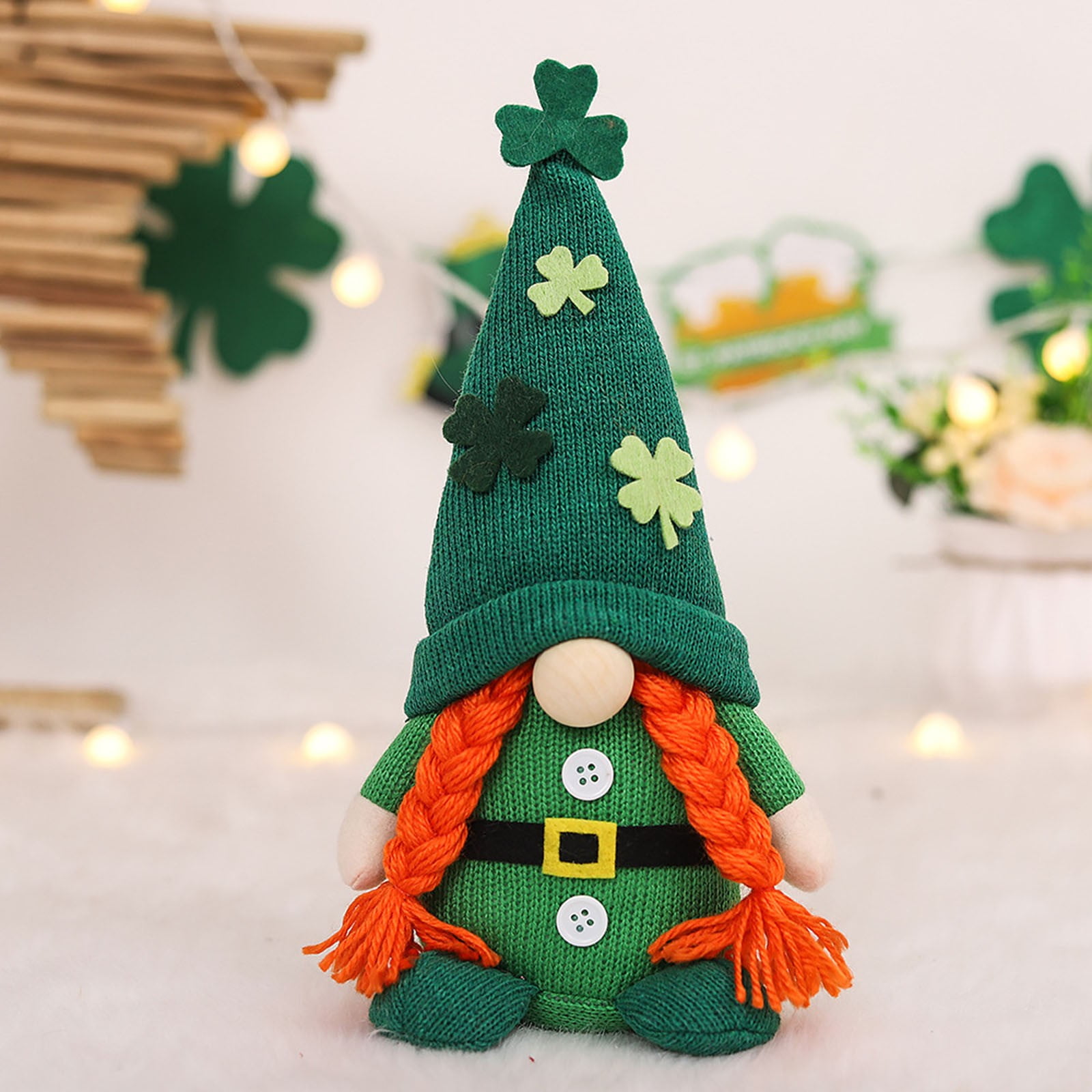 KOOYI St. Patrick's Day Knitted Hat Couple Faceless Doll Party Party ...