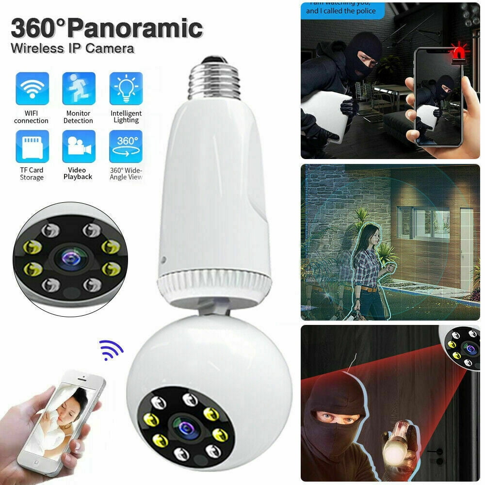 Wireless Security Camera,WiFi IP Camera 2.4Ghz E27 Light Bulb 1080P HD ...