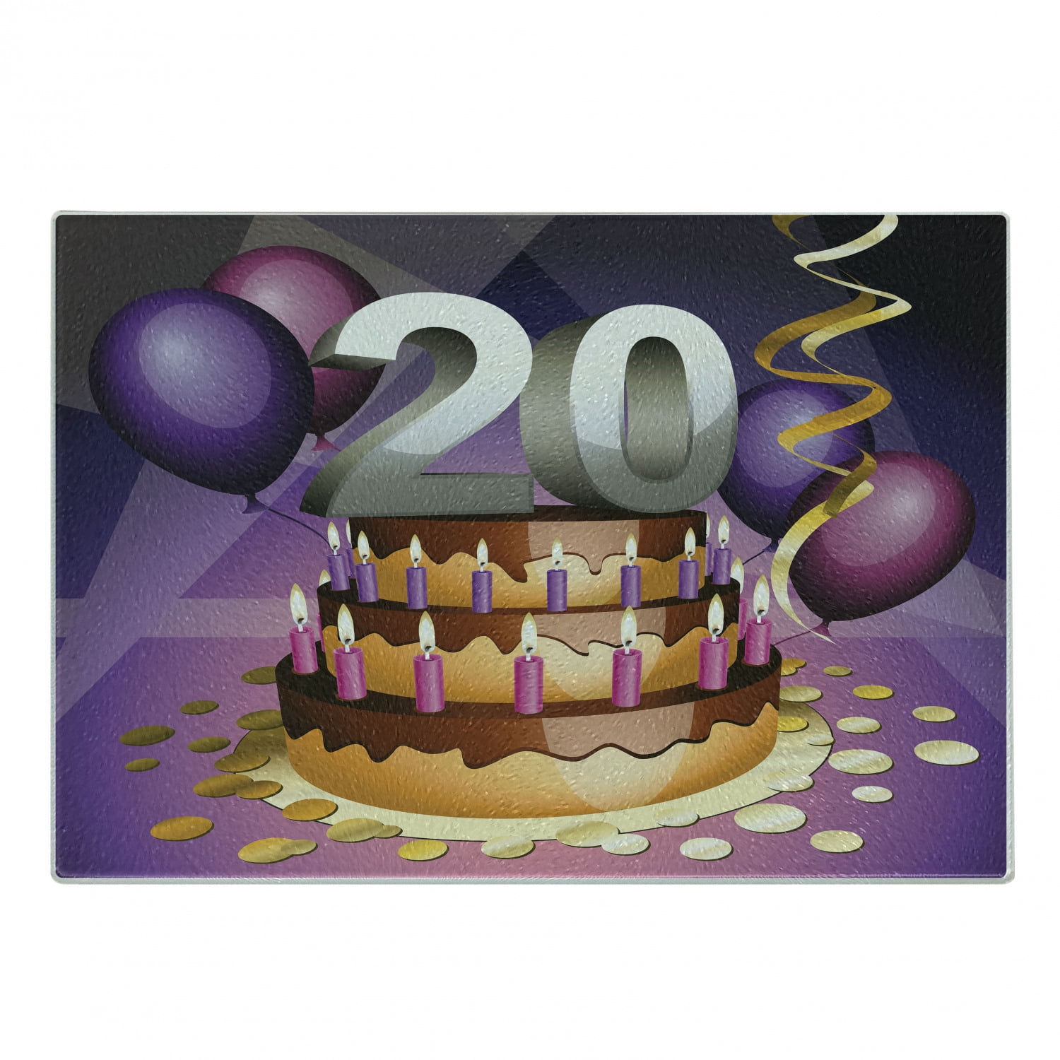 20th Birthday Cutting Board, Cartoon Style Illustraion of a Birthday ...