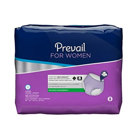 Prevail Maximum Absorbency Incontinence Underwear for Women, Large, 18 ...