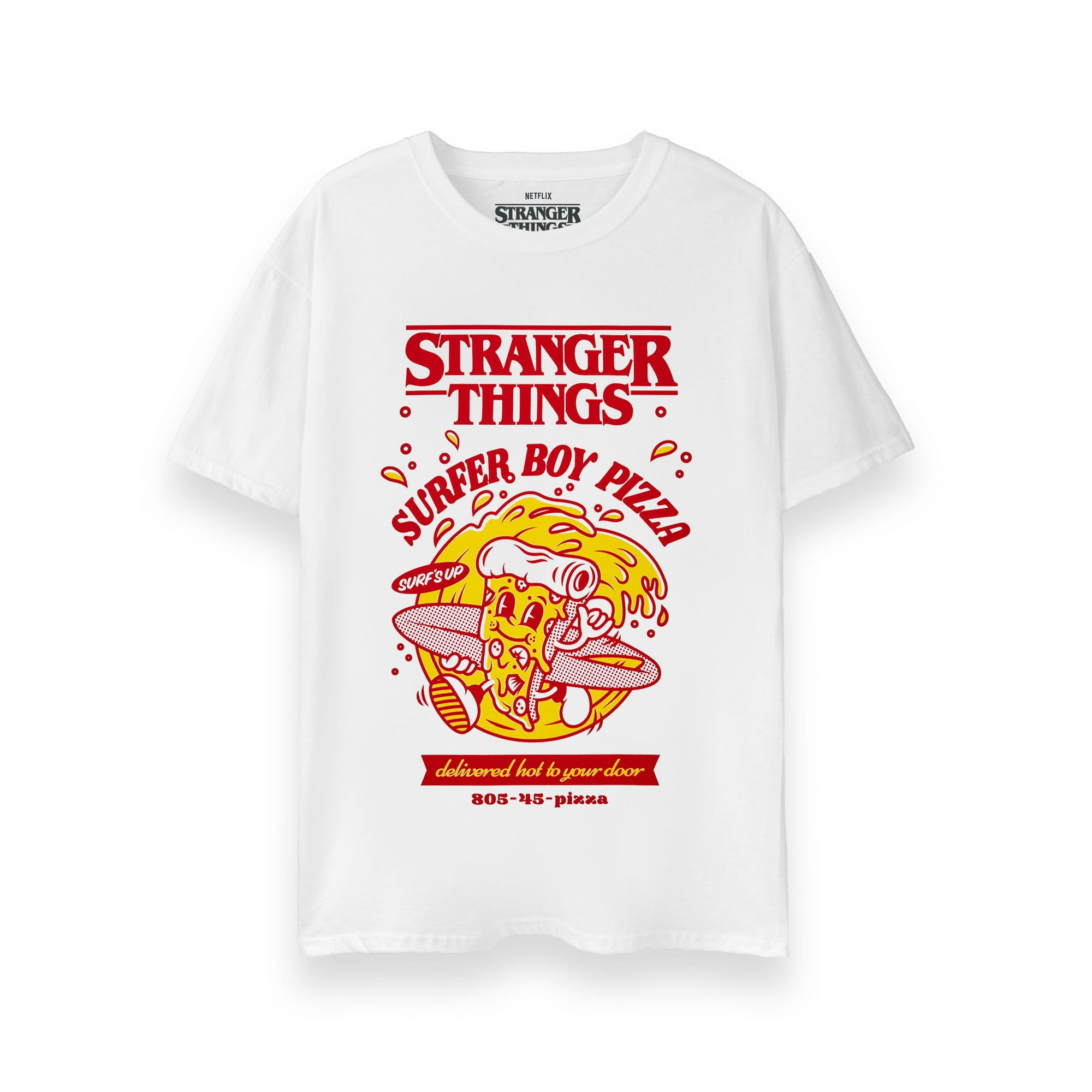 Click here for Stranger Things Unisex White Surfer Boy Pizza Shor... prices