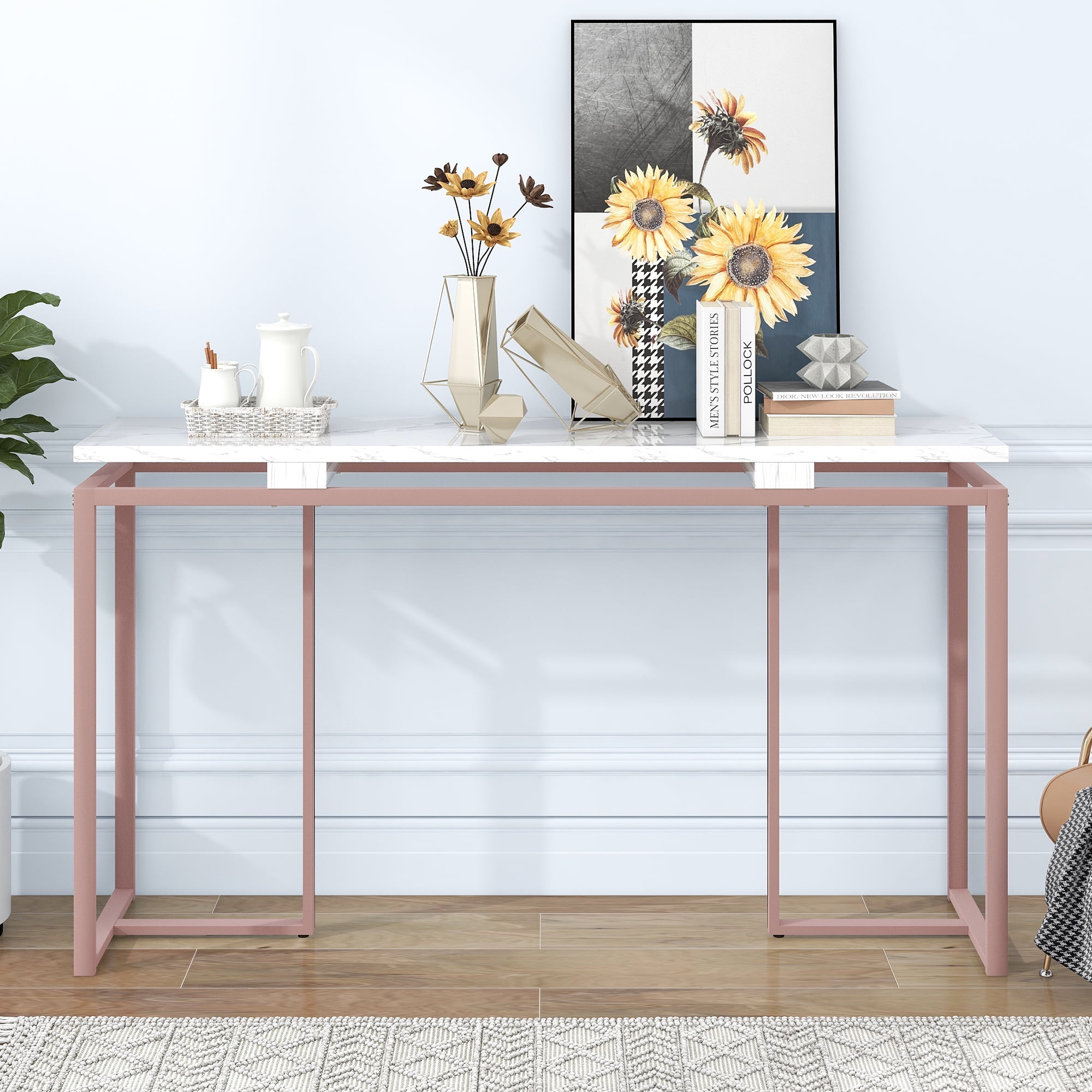63'' Modern Console Table, Extra Long Entryway Table with Metal Frame ...