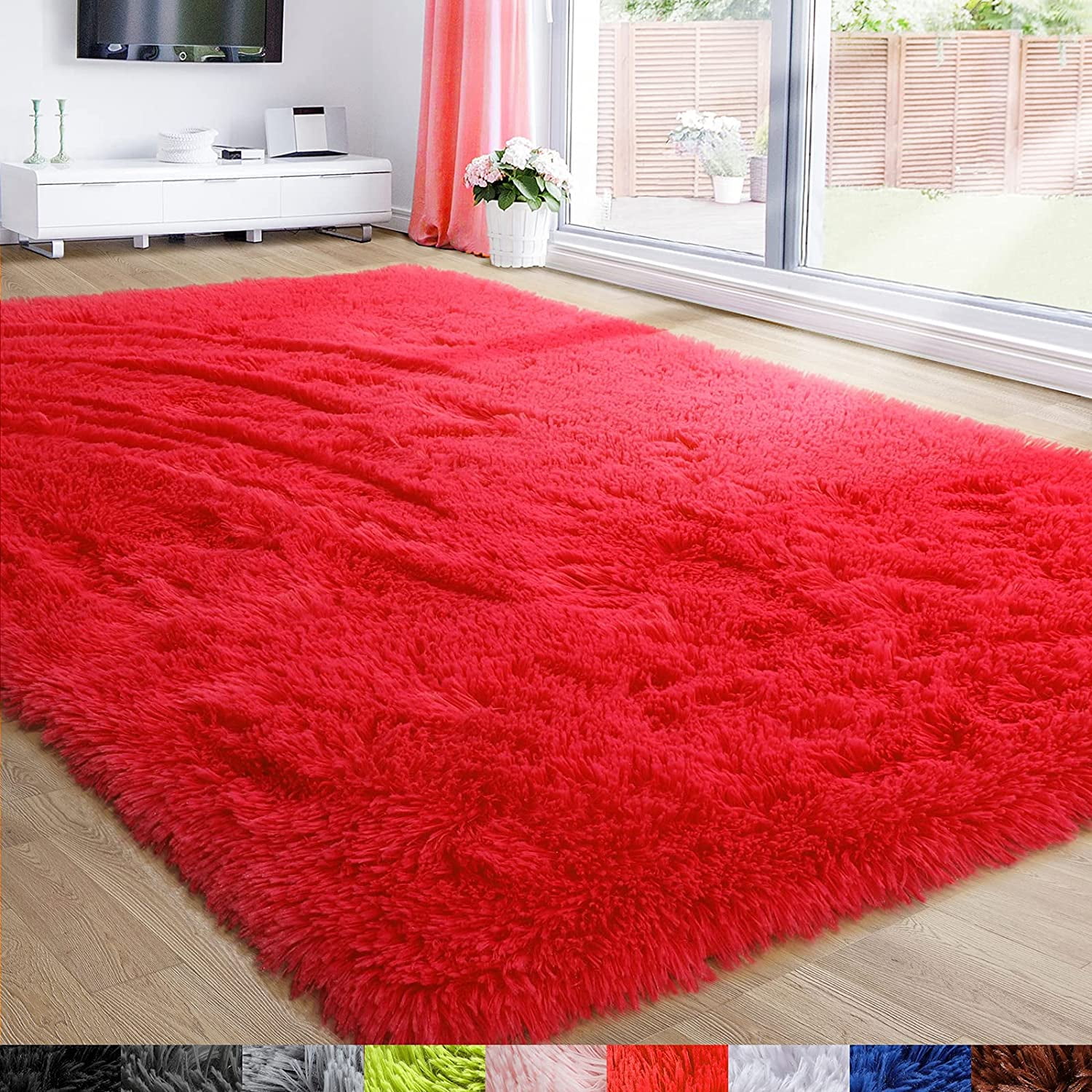 YJ.GWL Soft Fluffy Bedroom Rugs Shaggy Plush Area Rug for Living Room ...