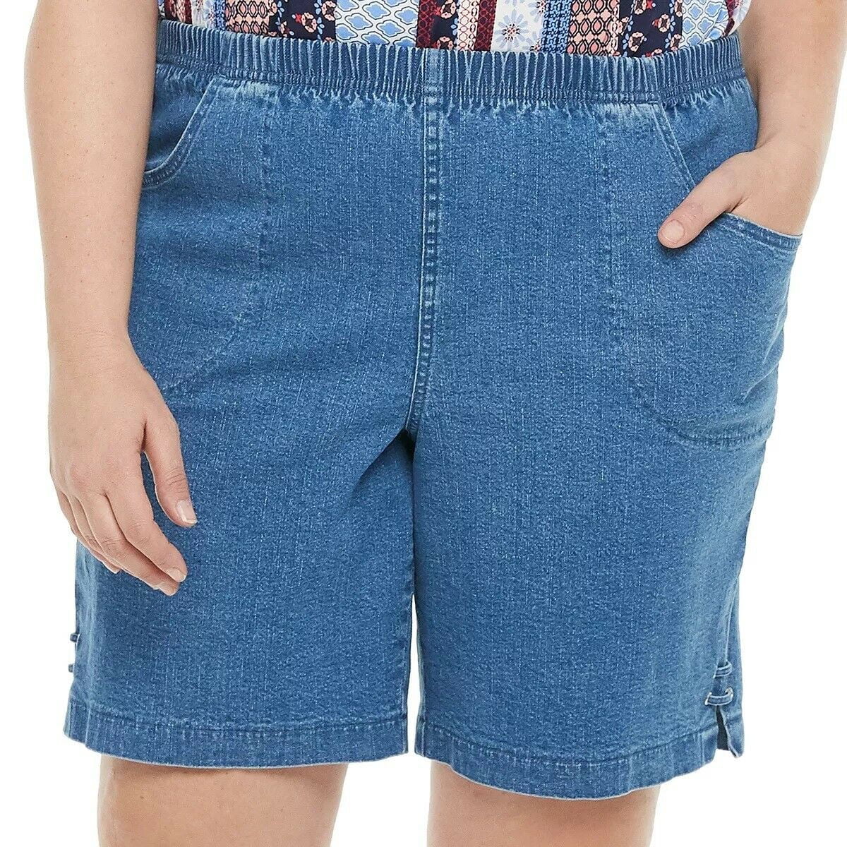 Jack David Women's Plus Size Pull On DARK BLUE Denim Jean Short With ...
