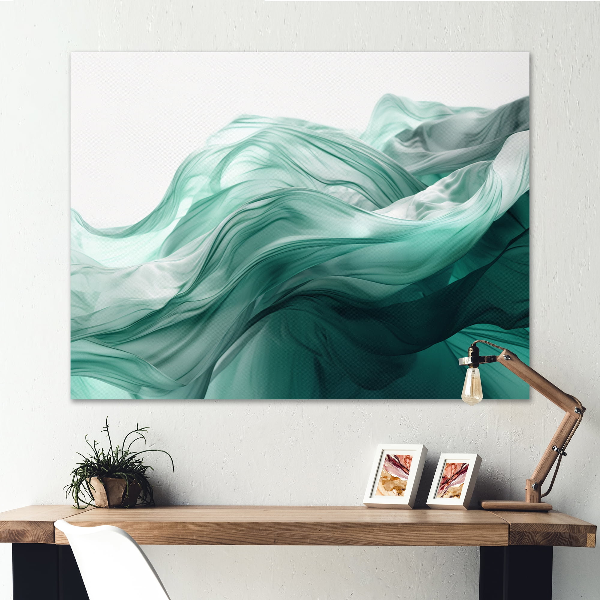 Click here for Designart Green Modern Canvas Wall Art  Waves Wall... prices