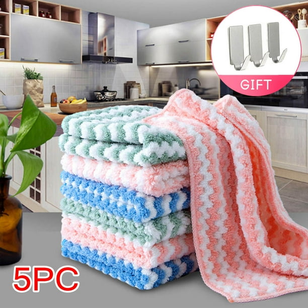 Kitchen Dish Towels, Cotton Kitchen Towels and Dishcloths Set, 5 Pack ...