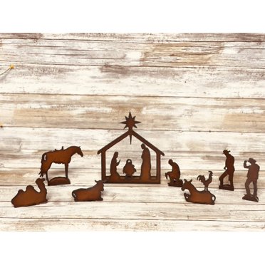 Northlight Speckled Traditional Christmas Nativity Set - 22.75" - 11 ...