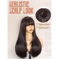 Black Wigs With Bangs | 26 Inch Long Straight Layered Synthetic Wig ...
