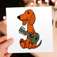 3drose, Funny Cool Red Dachshund Puppy Dog Playing Guitar Cartoon, 6 ...