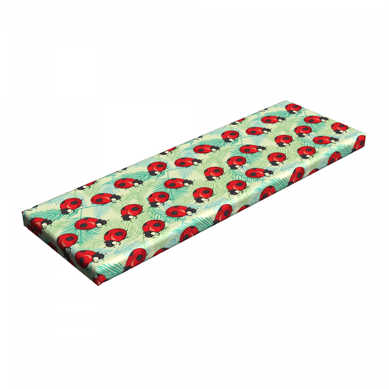 Ladybug Bench Pad, Spring Bugs on Tropical Leaves Exotic and Green Fern ...