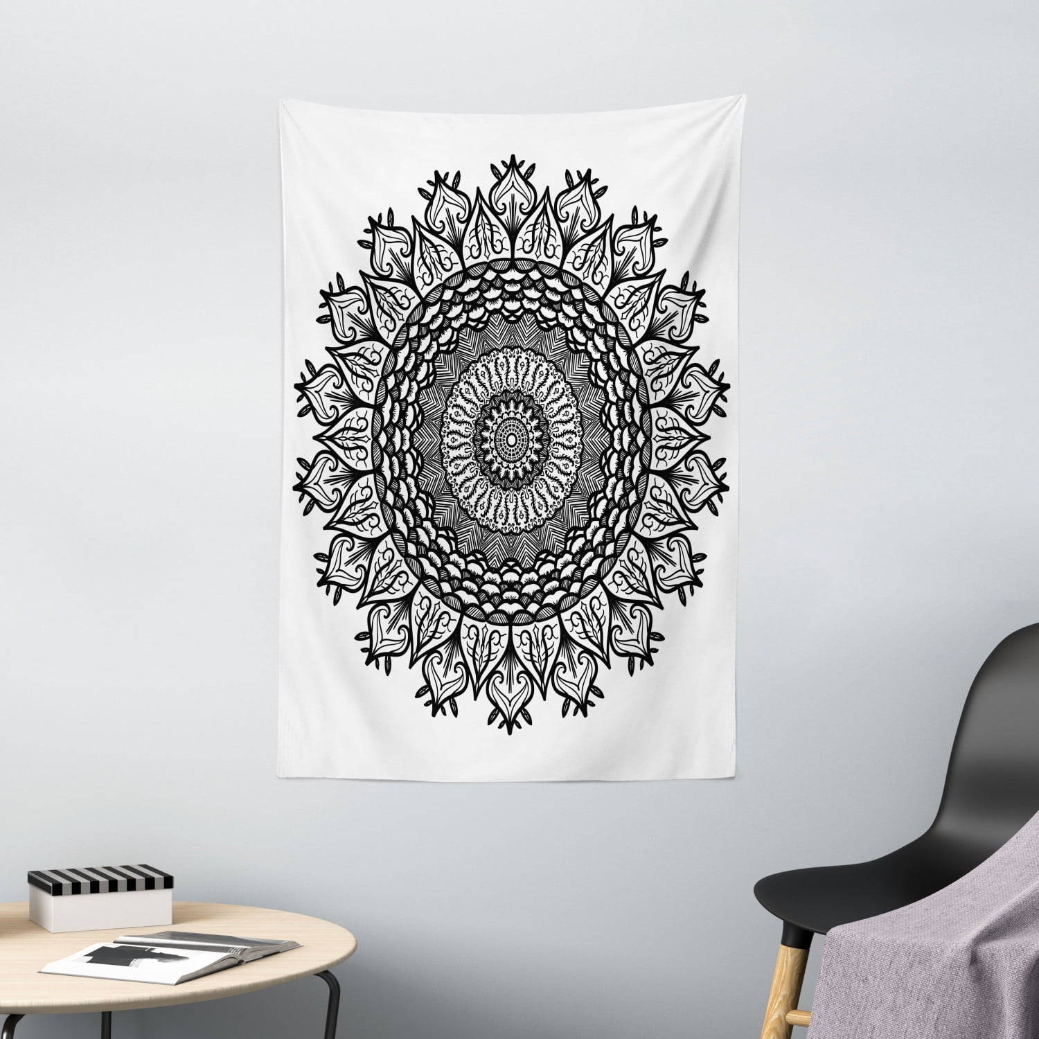 Lotus Tapestry, Arabesque Mandala with Flower Effects Oriental Folk ...