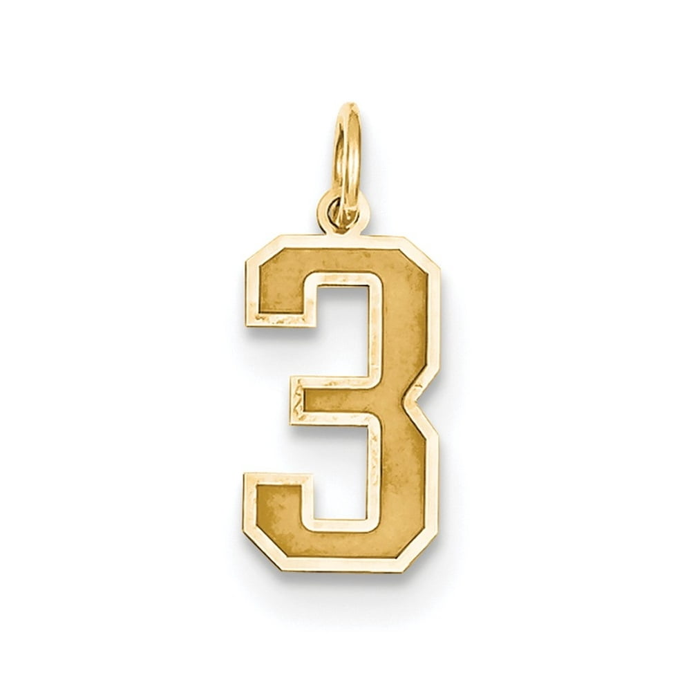 JewelryWeb - 14k Gold Medium Satin Number 3 Charm - Measures 20.2x8.5mm ...