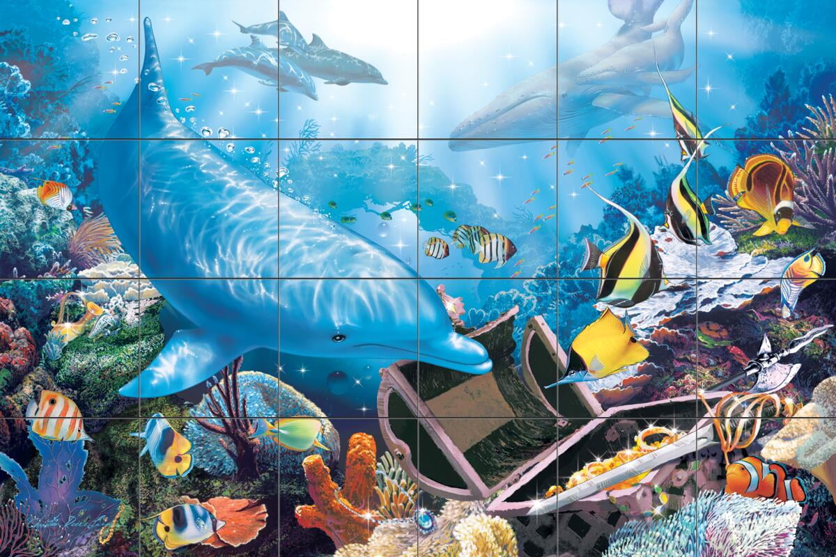 Tile Mural Bathroom Backsplash - Treasure Reef - by Christian Riese ...