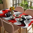 Abstract Wave Line Fitted Rectangle Tablecloth 30" x 60" Gray Red Black ...