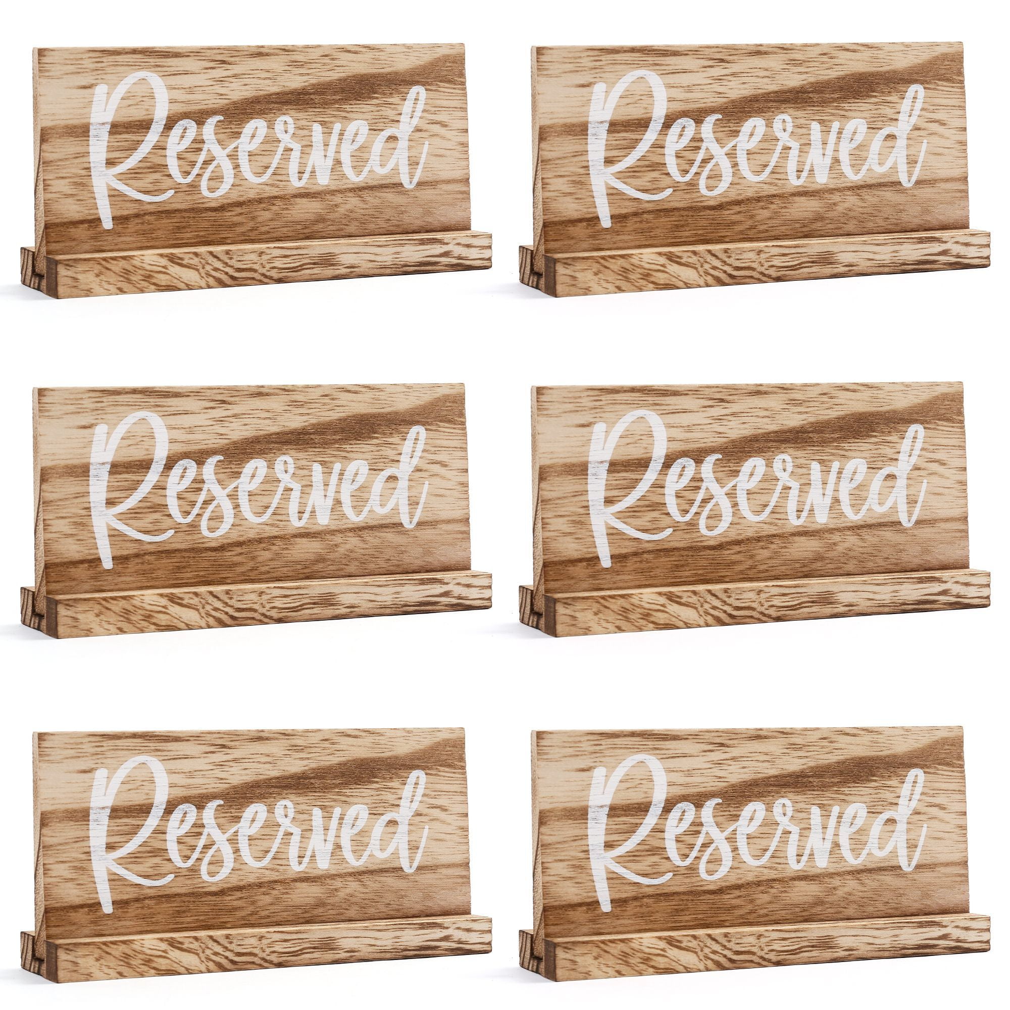 LotFancy Wood Reserved Signs for Tables, 6 Pack Rustic Tabletop Sign ...