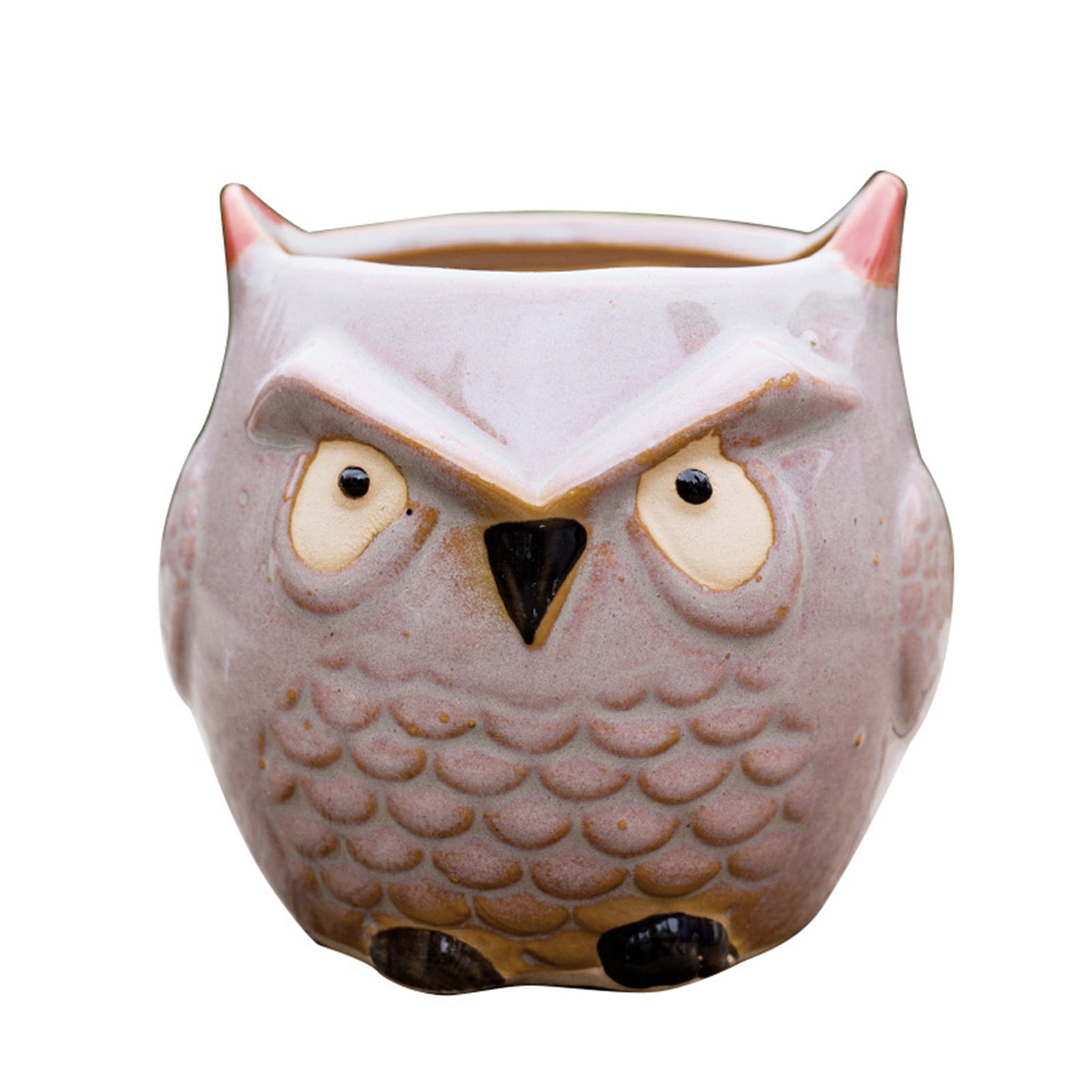 HYmarket Lovely Owl Flower Pot - Ceramic with Clear Texture ...