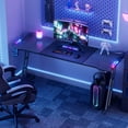 Soontrans 63" Z Shaped Gaming Desk, Computer Gaming Table Desk with LED ...