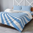 4 Piece Duvet Cover Set Cal king, White Blue Striped Swirl Soft ...