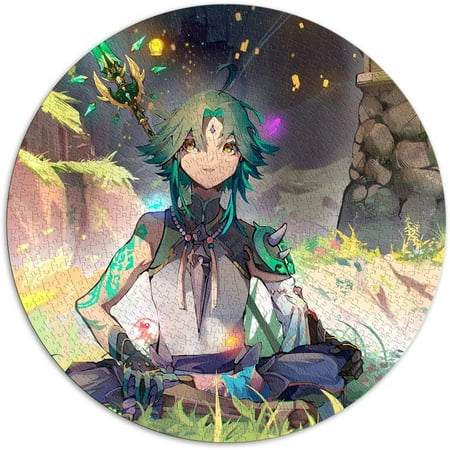 Genshin Impact Hu Tao 1000 Piece Circular Puzzle Brain Intelligence Challenge 26.5"x26.5" Great ...