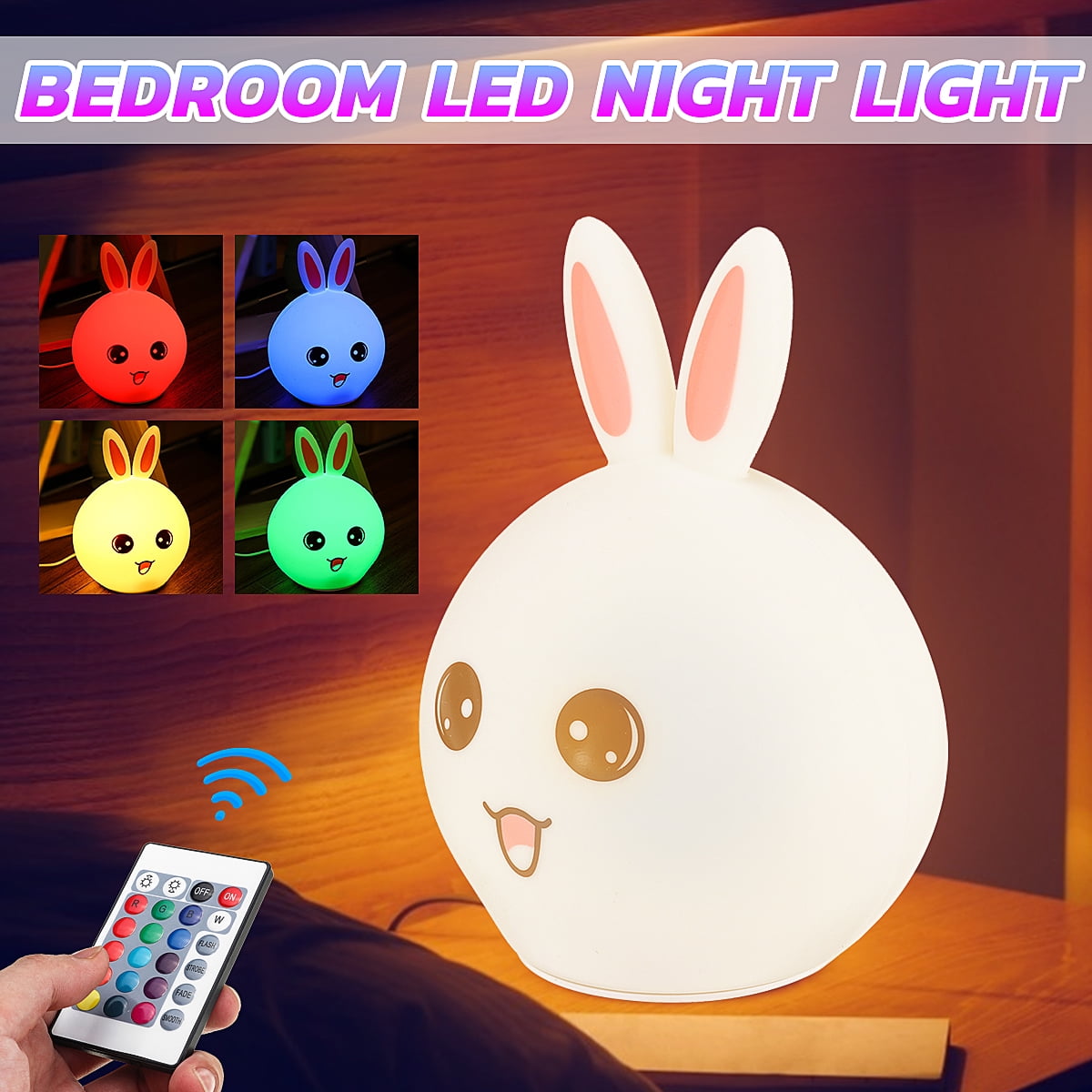Multiple Colour Lovely Rabbit Led Night Light Baby Kids Bedroom Decor ...