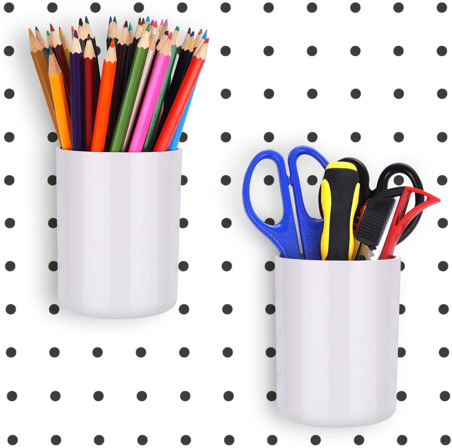 2 Pieces Pegboard Bins Kit Pegboard Cups Fit 1/4 Standard Pegboard 1/8 ...