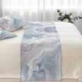 Bed Runner for Cal King Size Bed, Light Blue Marble 3 Pcs Bedding ...