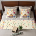 Bed Runner for Queen Size Bed, Happy Birthday Cake 3 Pcs Bedding Runner ...