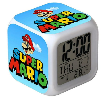 Super Mario Colorful Color Changing Alarm Clock Led Animation Cartoon ...