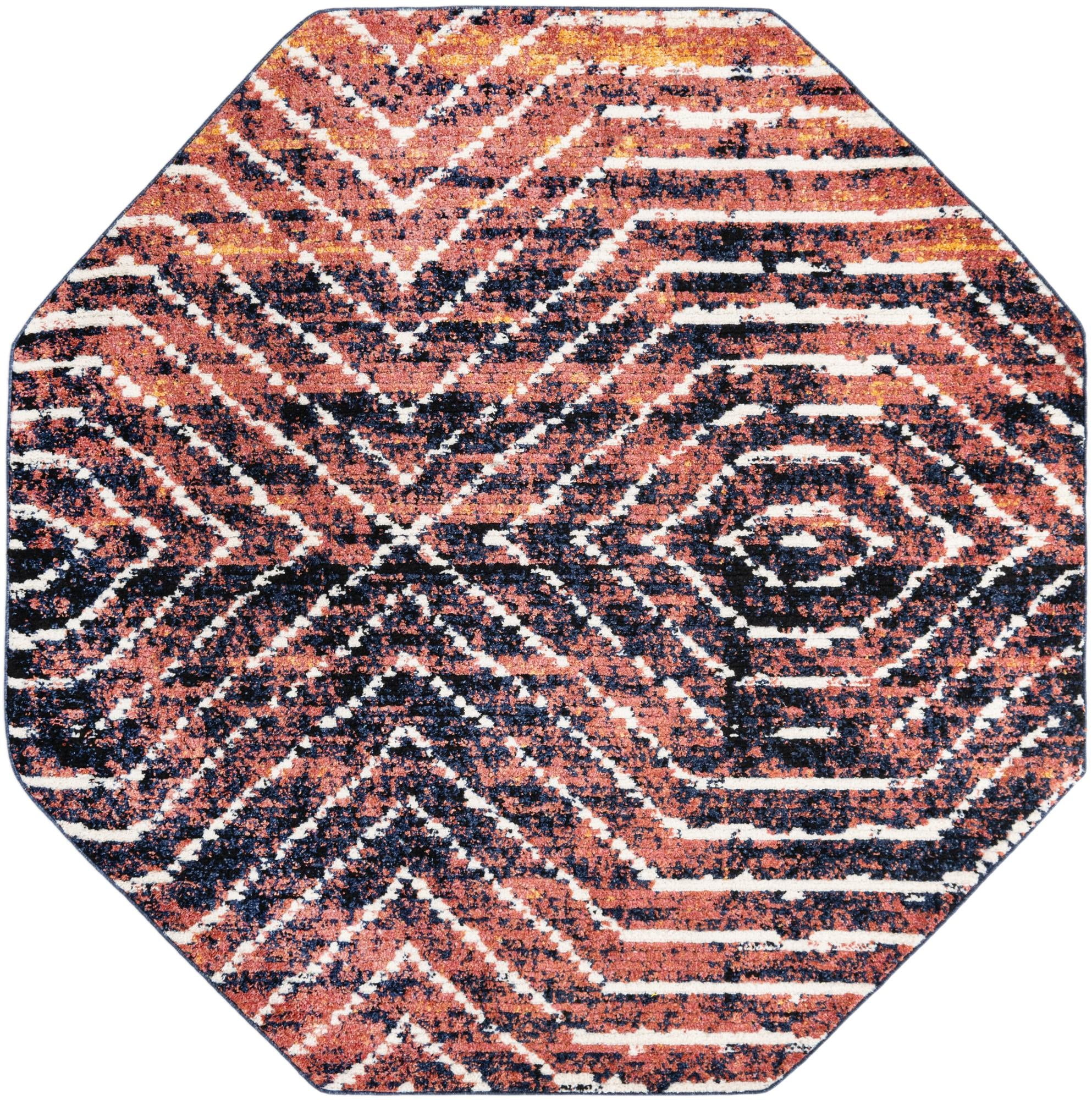 Rugs.Com Tagine Collection Rug – 8 Ft Octagon Rust Orange Medium-Pile ...