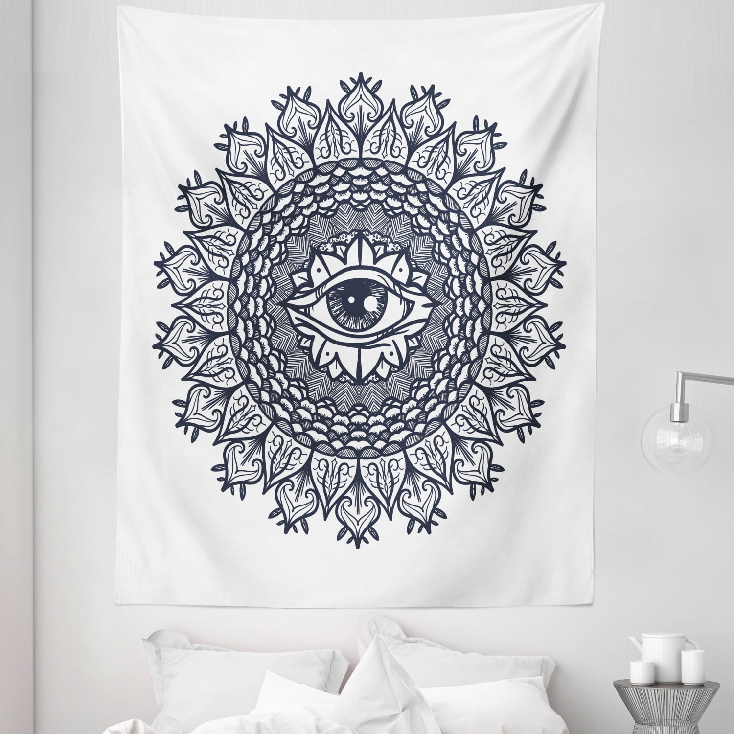 White Tapestry, Vintage Symmetrical Circular Occult Pattern Knowledge ...
