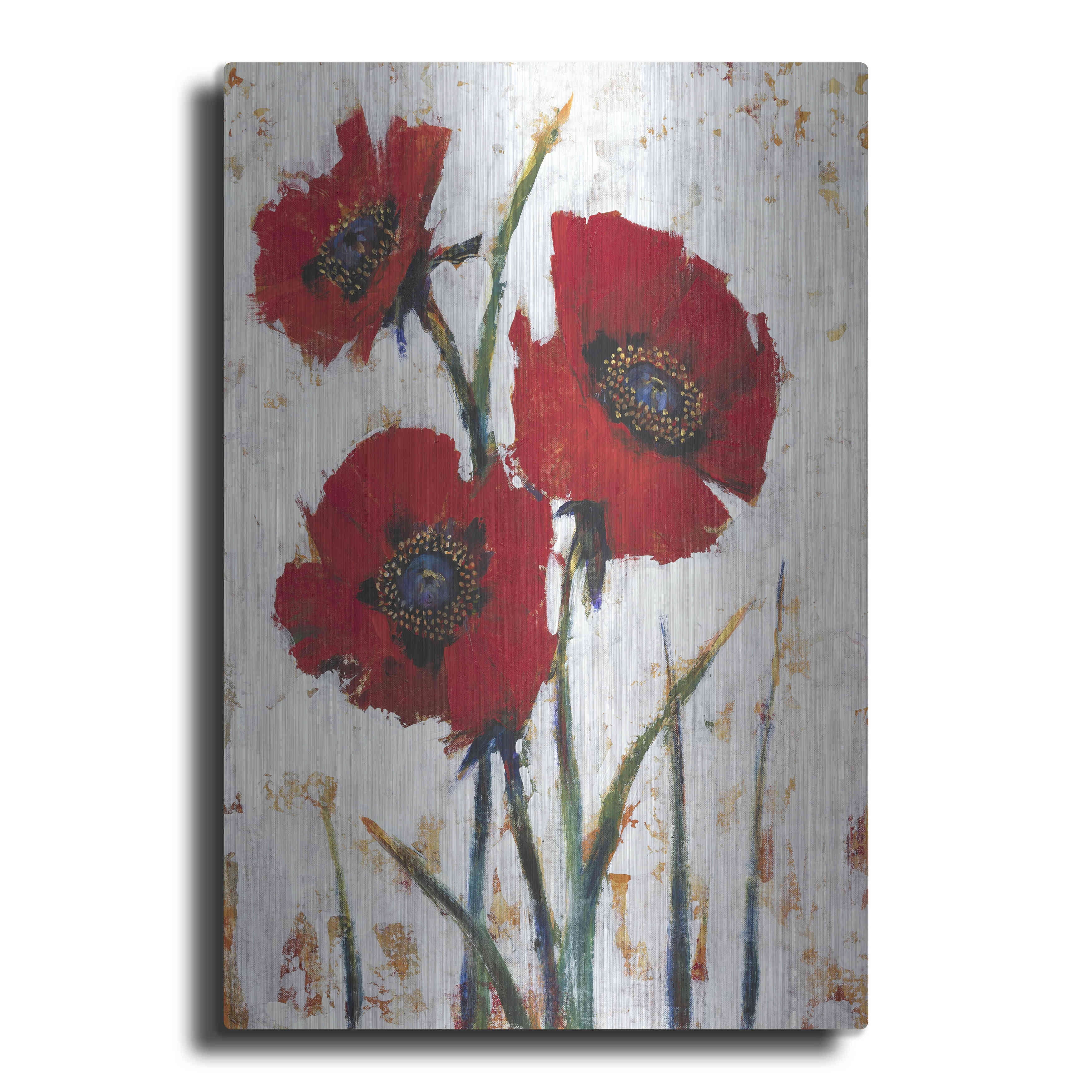 Luxe Metal Art 'Red Poppy Fresco I' by Tim O'Toole, Metal Wall Art, 16 ...