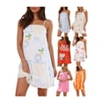 Blue And White Mythical Motif Spaghetti Strap A-Line Tank Dress Loose ...
