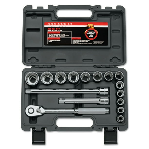 16 Piece Cougar Pro Socket Set, 1/2 in, 12 Point - Walmart.com