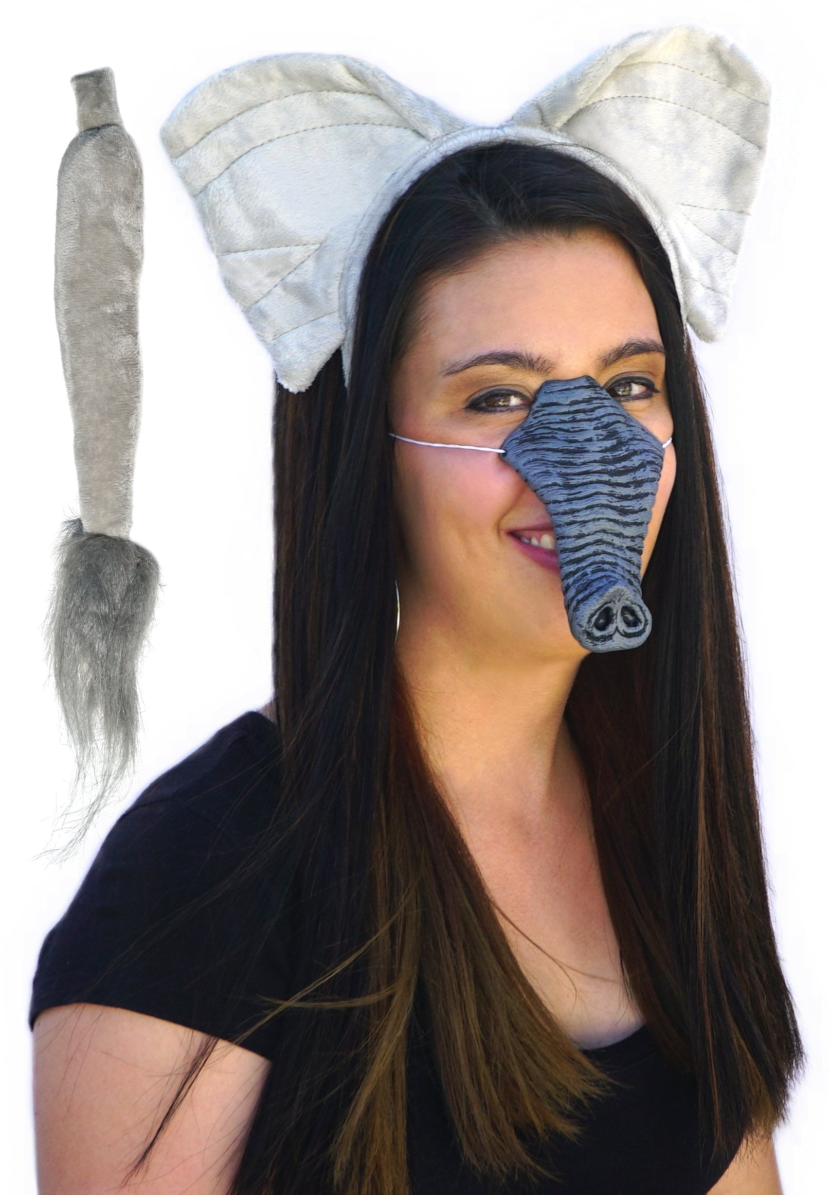 Elephant Ears, Tail, Nose Costume Kit Accessories Set Gray Grey Adult ...