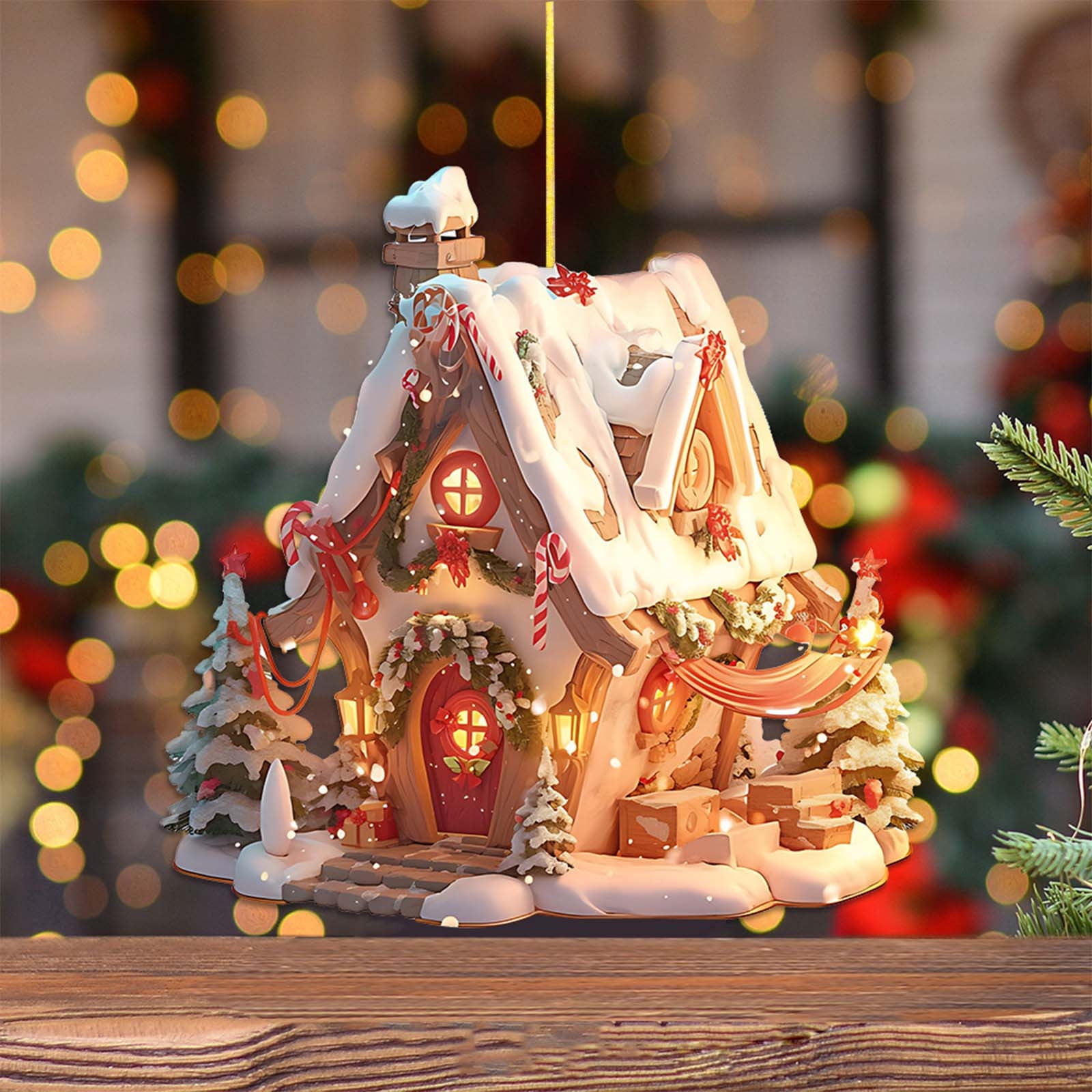 Click here for Todaioua Gingerbread House Ornament  2d Acrylic Fl... prices