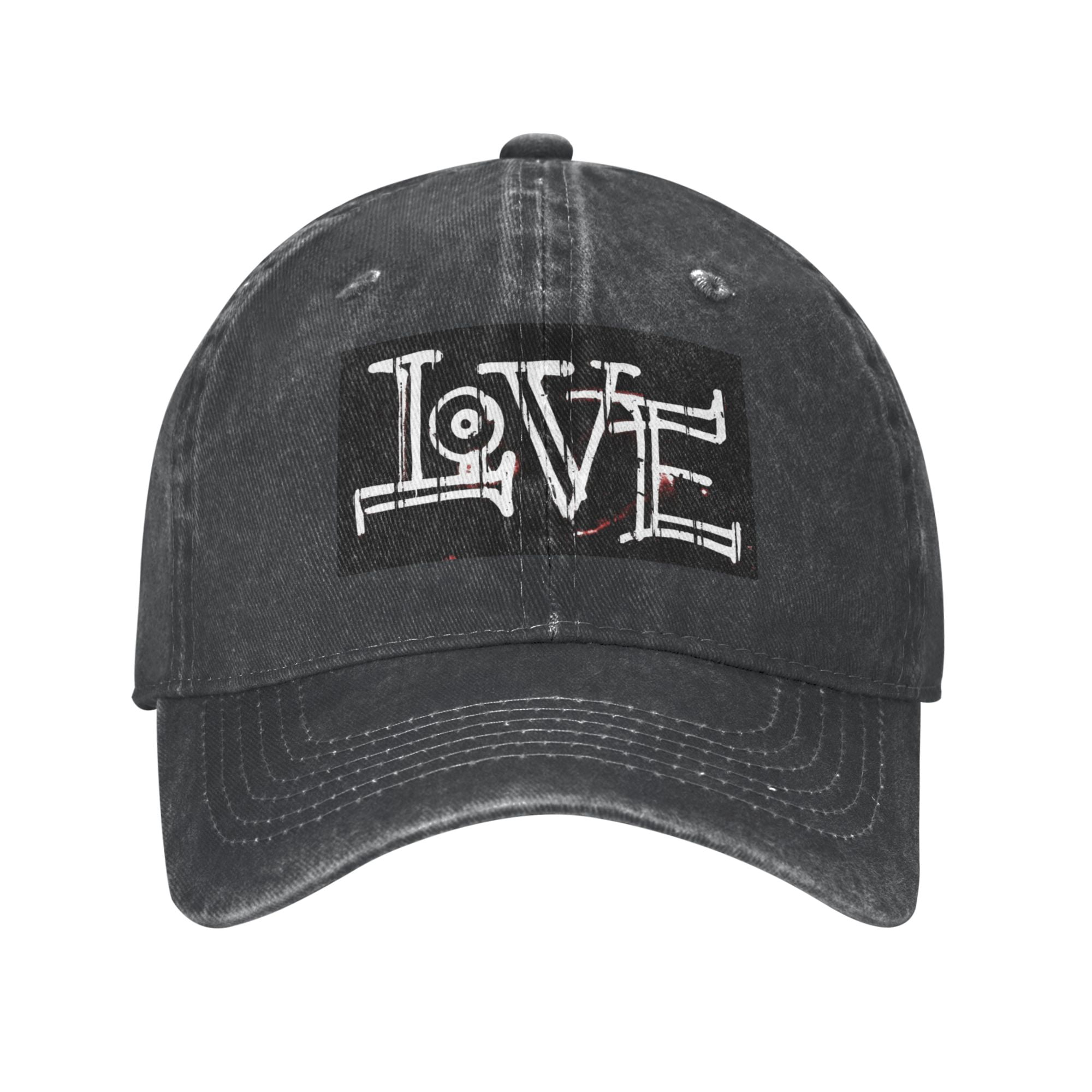 DouZhe Adjustable Washed Cotton Baseball Cap - Love Lettering Prints ...