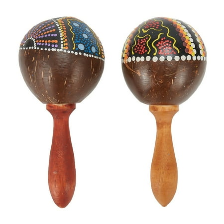 1 Pair Wooden Maracas Coconut Shell Hand Shakers Percussion Musical ...