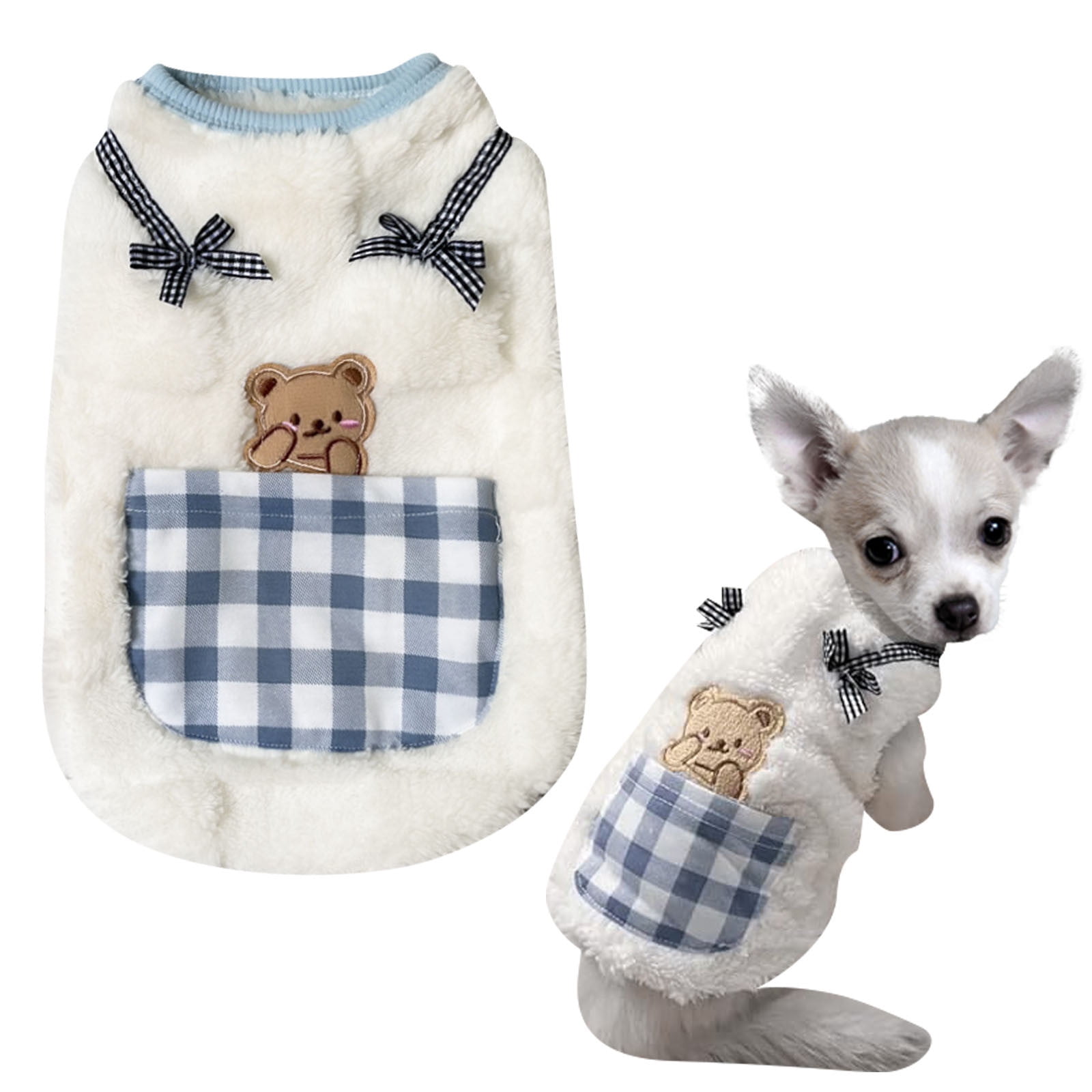 Click here for Chenjiaaa Cute Cat Apparel With Bow And Plaid Pock... prices