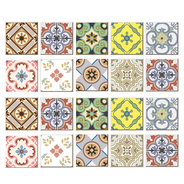 kurtrusly 20 Pieces Mosaic Wall Tiles Stickers Kitchen Bathroom Tile ...