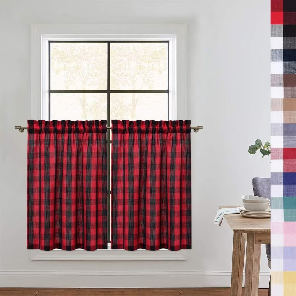 CAROMIO 36 inch Length Kitchen Curtians, Farmhouse Rustic Short ...