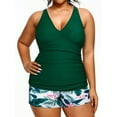 Rivelino Womens Plus Size Two Piece Tankini Swimsuits V Neck Tummy