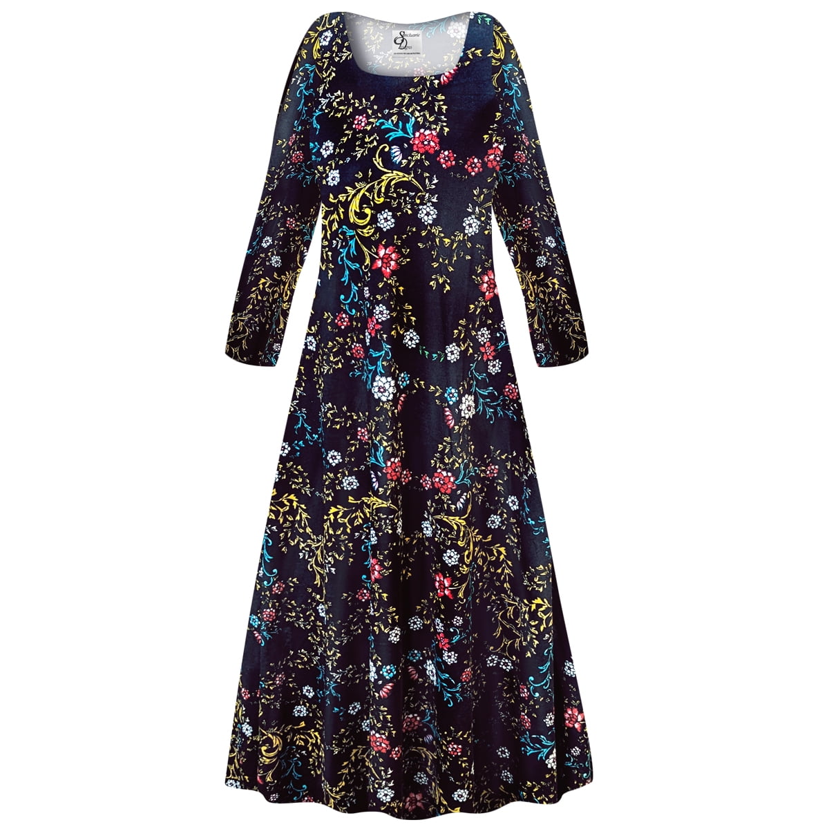 Small Womens Strechy Square Neckline with Long Sleeve Dress Golden Leaf ...