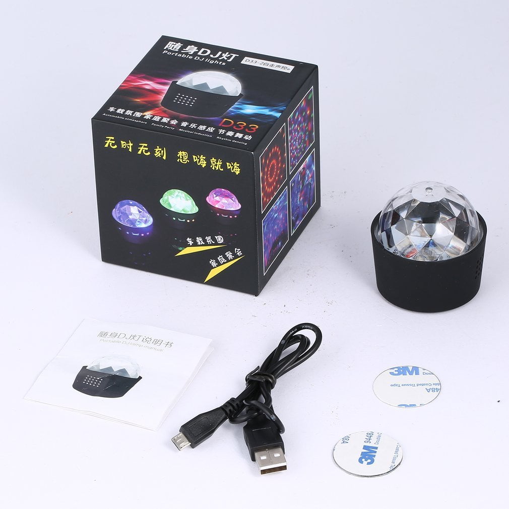 Portable Sound Activated Multi-coloured Disco Ball LED Stage Light Car ...