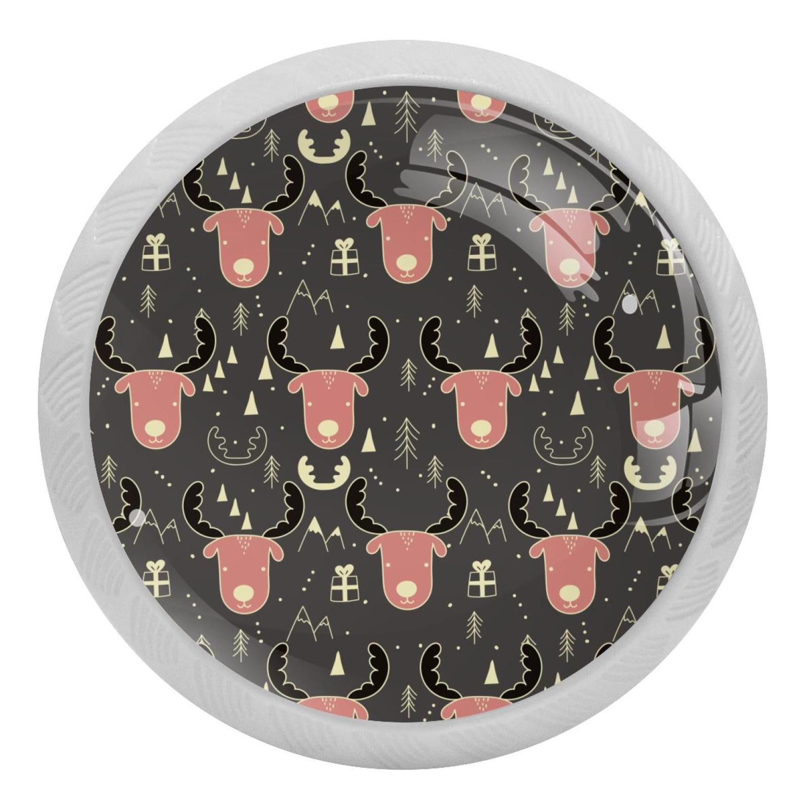 4PCS Round Moose Pattern Cabinet Fluorescence Knob Glowing in the Dark ...