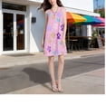 DIXRUYEE Womens Dresses Loose Neck Sleeveless Oversize Pink and Gold ...