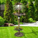 Ktaxon Solar Lighted Bird Bath for Outdoors,Weather Resistant,4W Resin ...
