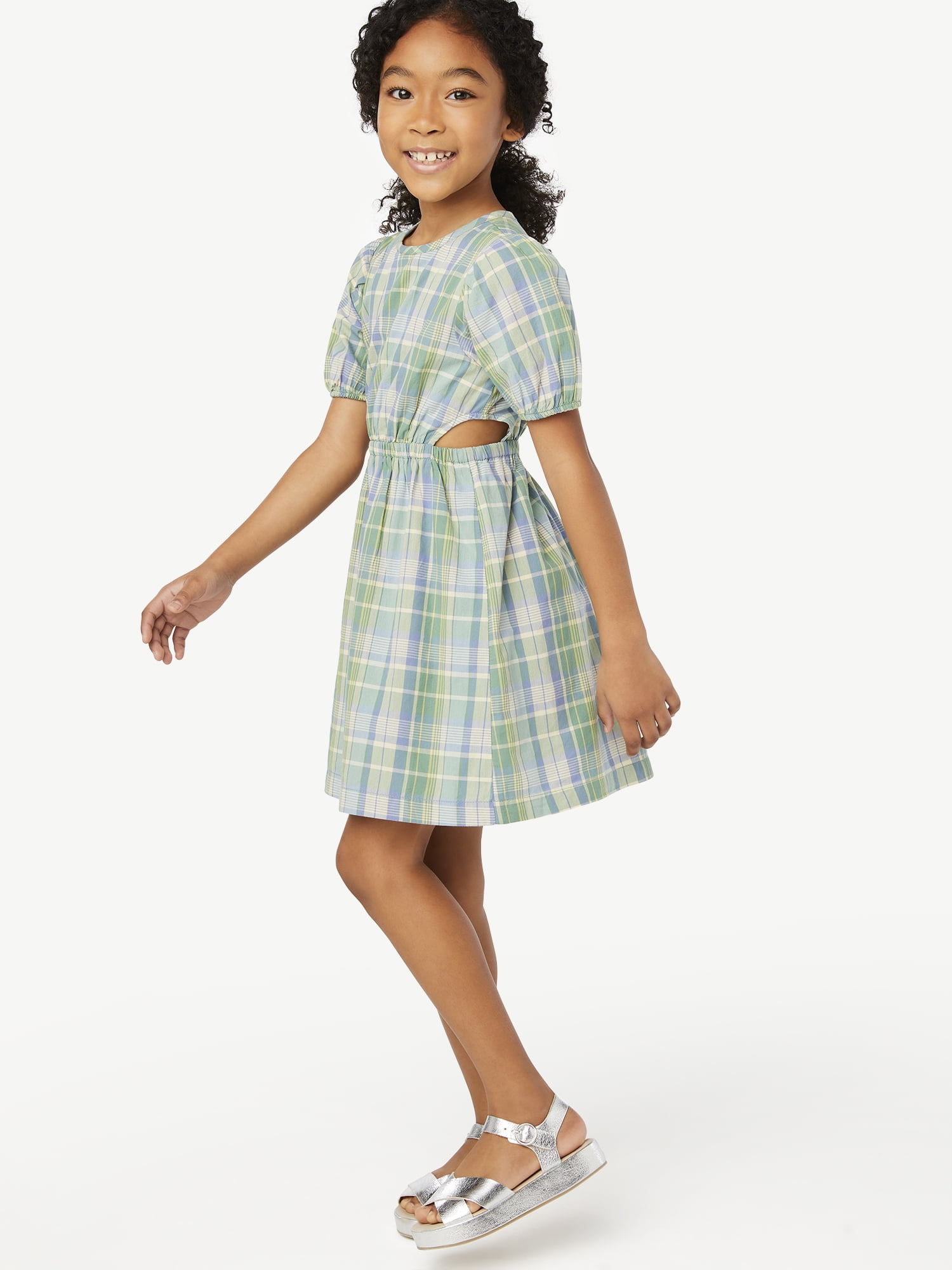 Free Assembly Girls Cut Out Madras Dress, Sizes 4-18 - Walmart.com