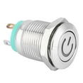 Green LED Light Flat Head Self Reset Metal Push Button with Power ...
