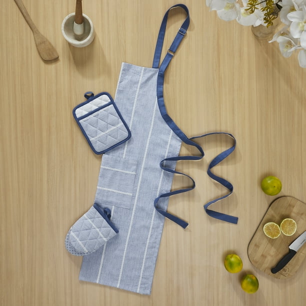 My Texas House Sutton Pick Stitch 3-Piece Kitchen Set, Blue/Gray ...