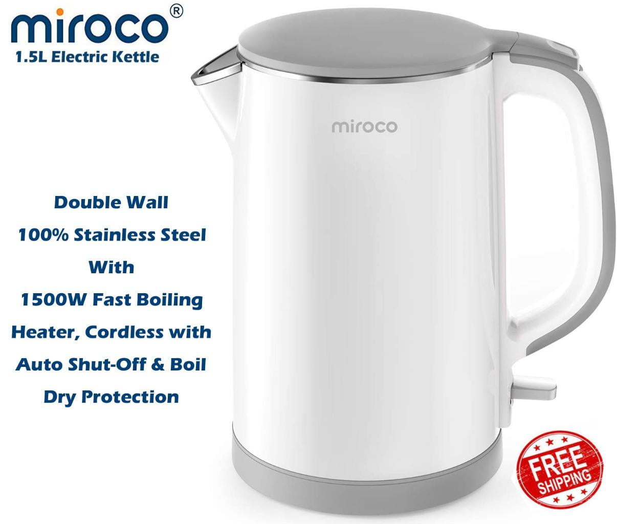 miroco Brandclub Electric Kettle Miroco 1.5L Double Wall 100 Stainless Steel 1500W OPEN BOX FD11 W
